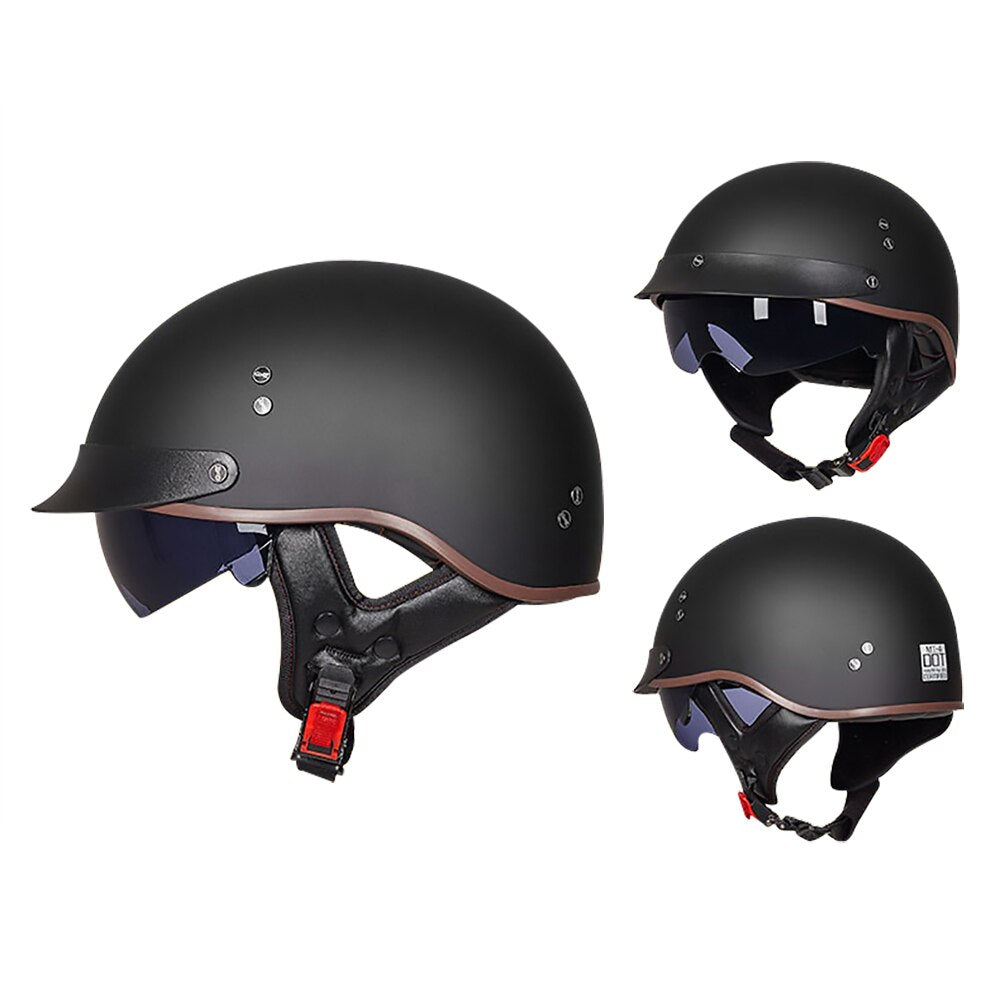 GXT Retro Motorcycle Helmet Vintage Moto Helmet Open Face Scooter Bike ...