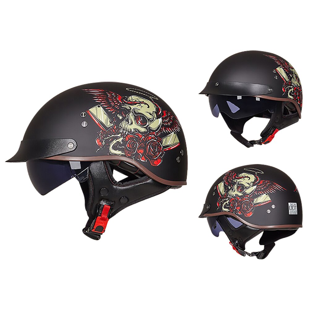 GXT Retro Motorcycle Helmet Vintage Moto Helmet Open Face Scooter Bike ...