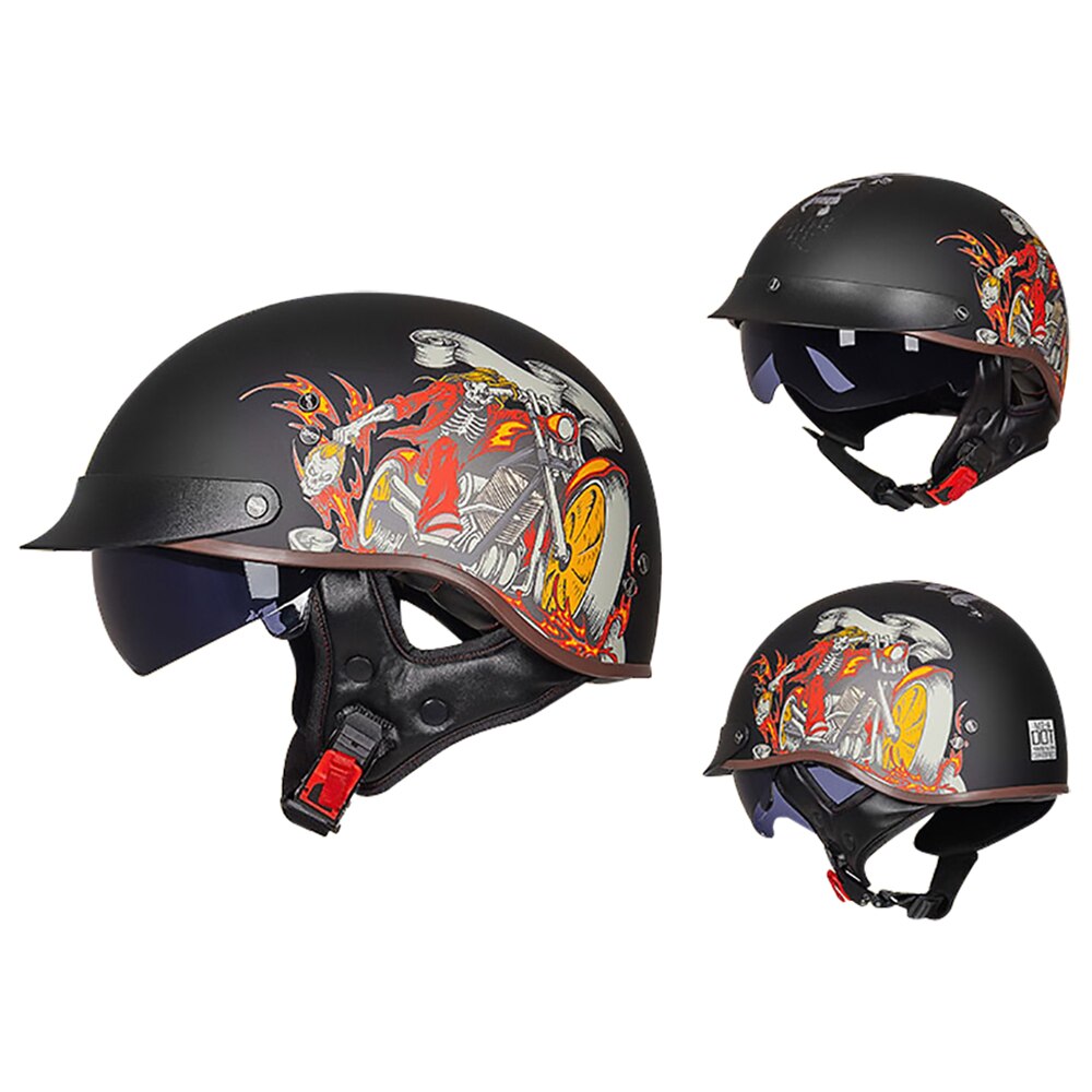 GXT Retro Motorcycle Helmet Vintage Moto Helmet Open Face Scooter Bike ...