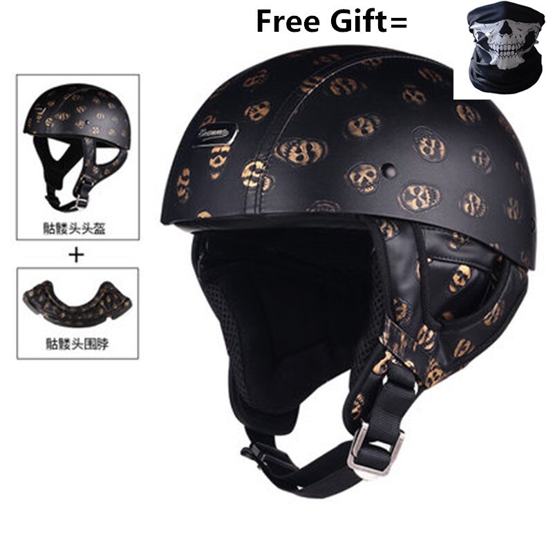 Skull Cap Motorcycle Helmet Vintage Half Face Helmet Retro German Styl ...