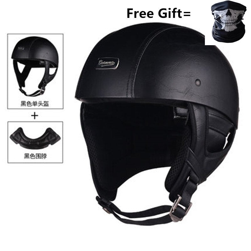 Skull Cap Motorcycle Helmet Vintage Half Face Helmet Retro German Styl ...
