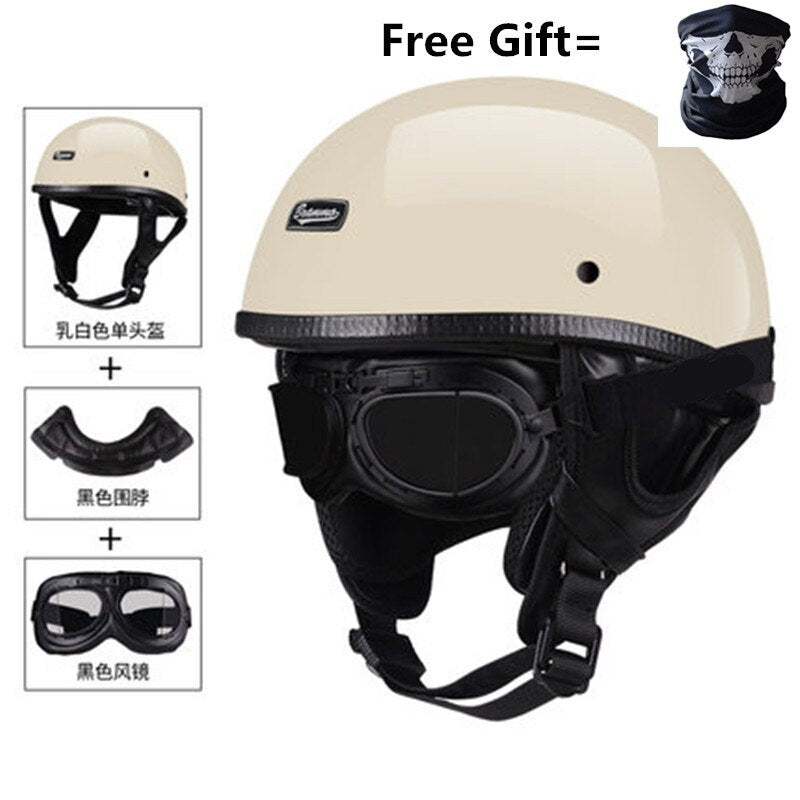 Skull Cap Motorcycle Helmet Vintage Half Face Helmet Retro German Styl ...
