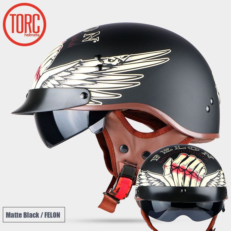 TORC T55 vintage motorcycle helmet vintage summer half helmet with inn ...