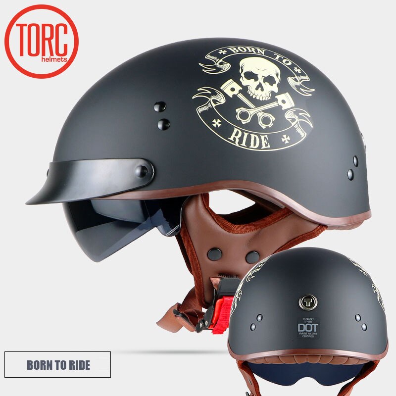 TORC T55 vintage motorcycle helmet vintage summer half helmet with inn ...